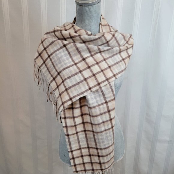 Charter Club | Accessories | Charter Club Cashmere Plaid Ivory Neutral ...